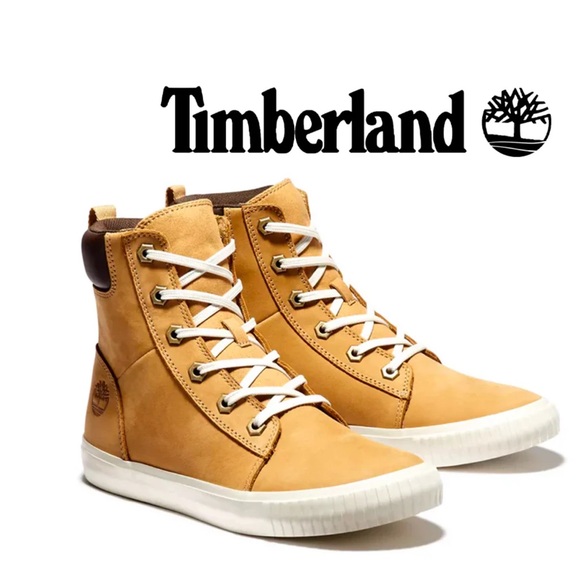 Timberland | Shoes | Timberland Brown Hightop Sneakers With White Laces ...